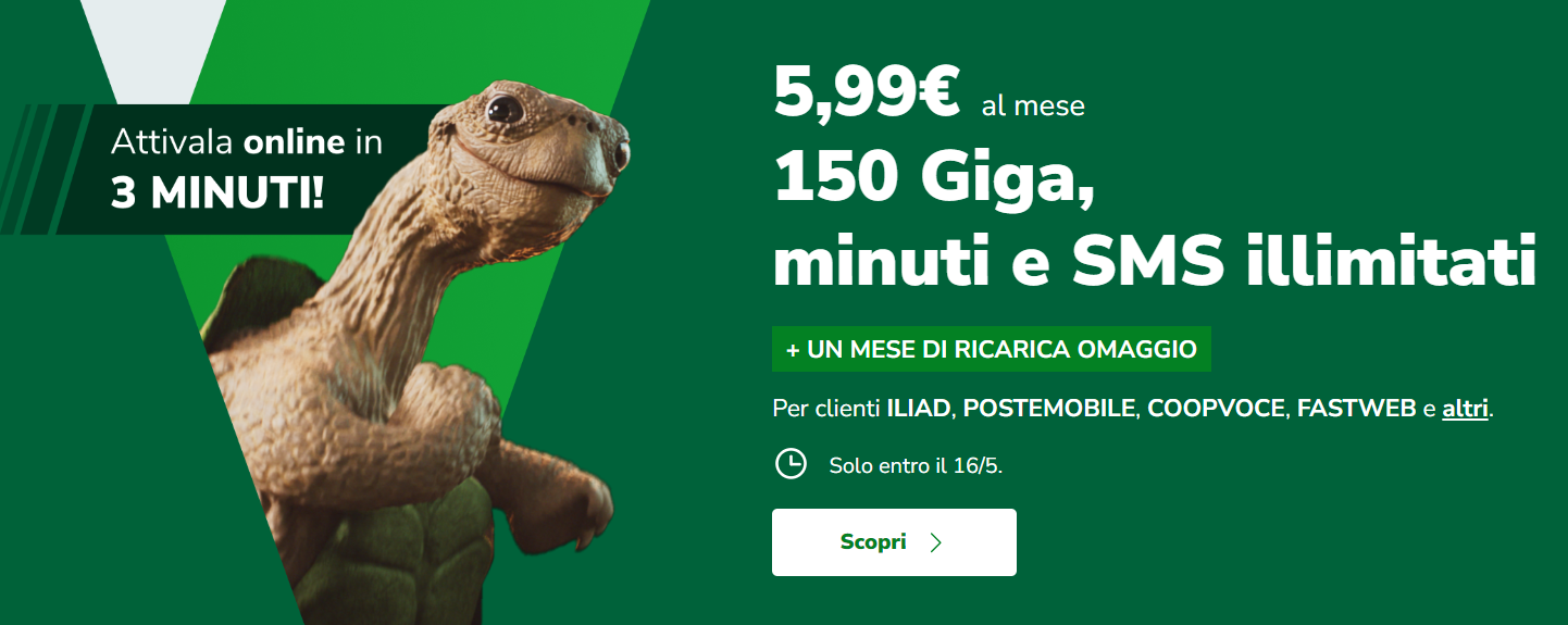 Passa a Very Mobile: 150GB a 5,99€ al mese, e la prima ricarica è ...