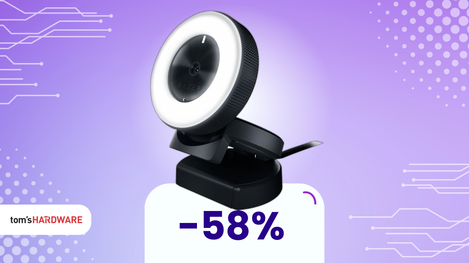 Razer Kiyo crolla a 46€: webcam con luce integrata per streaming e call ...