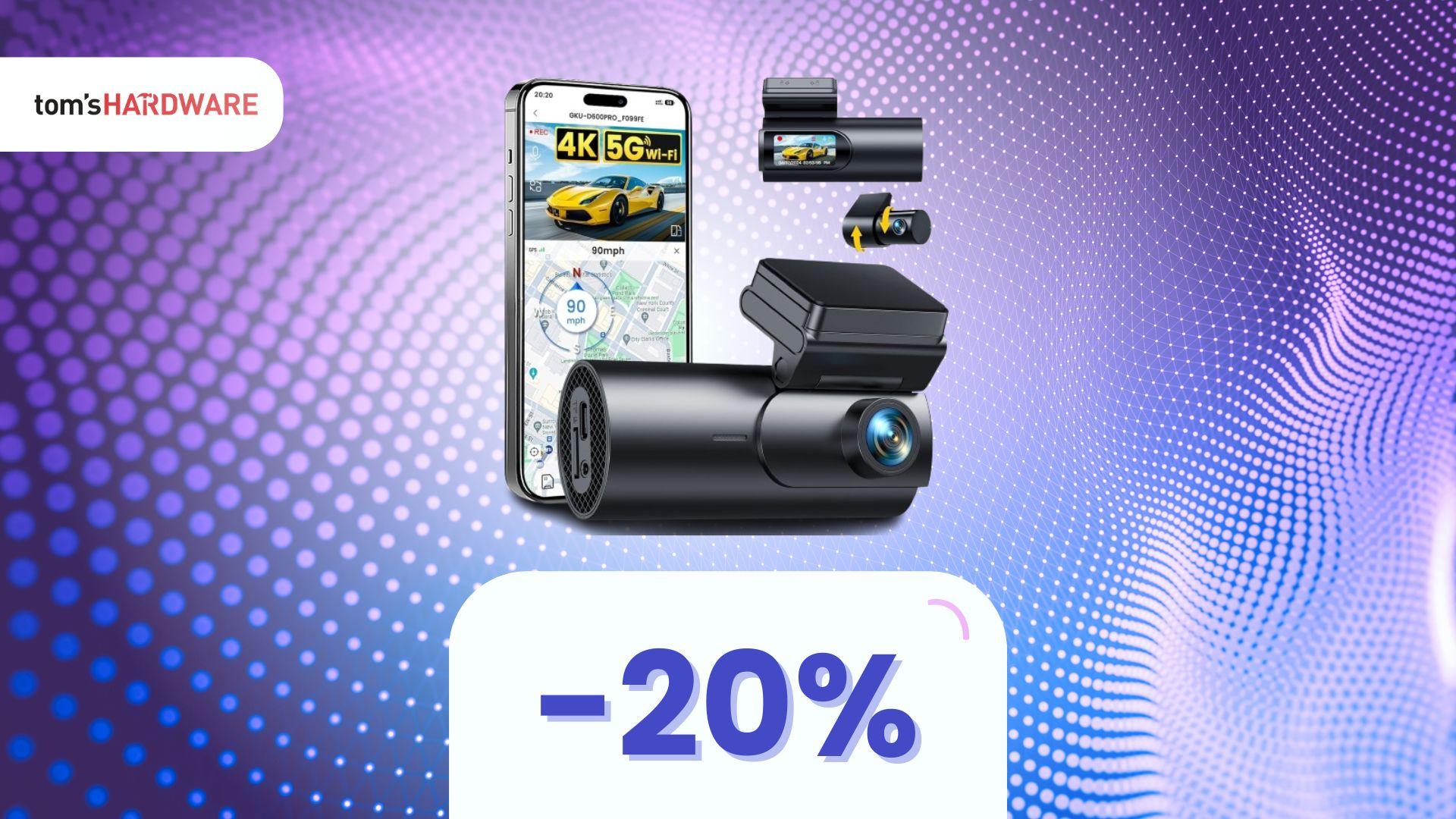 GKU 4K Dash Cam scende sotto gli 80€ con doppia camera, Wi-Fi e GPS ...